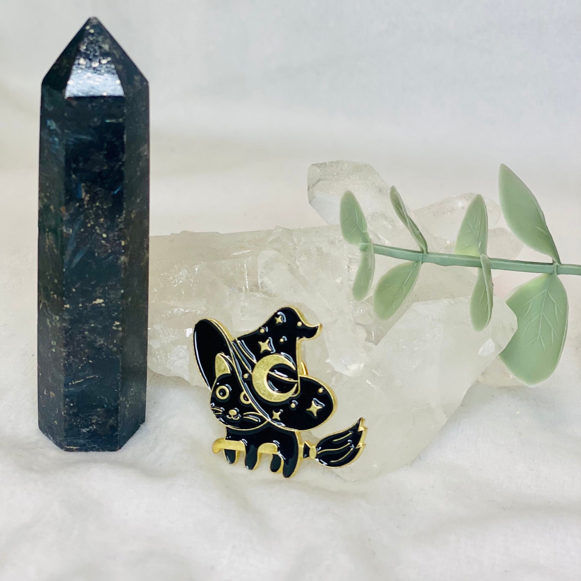 "Witchy cat" Enamel Pin – The Crystal and Wellness Warehouse