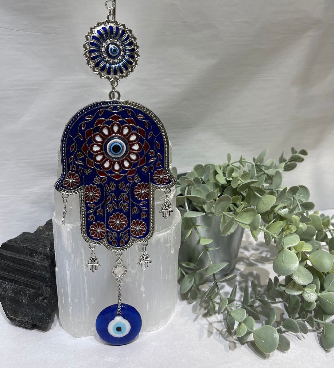 Evil eye hamsa wall hanging large hamsa hand red /blue – The Crystal ...