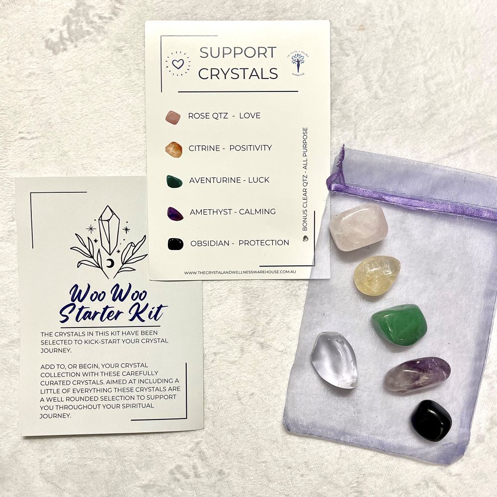 Woo woo starter kit crystal pack – The Crystal and Wellness Warehouse